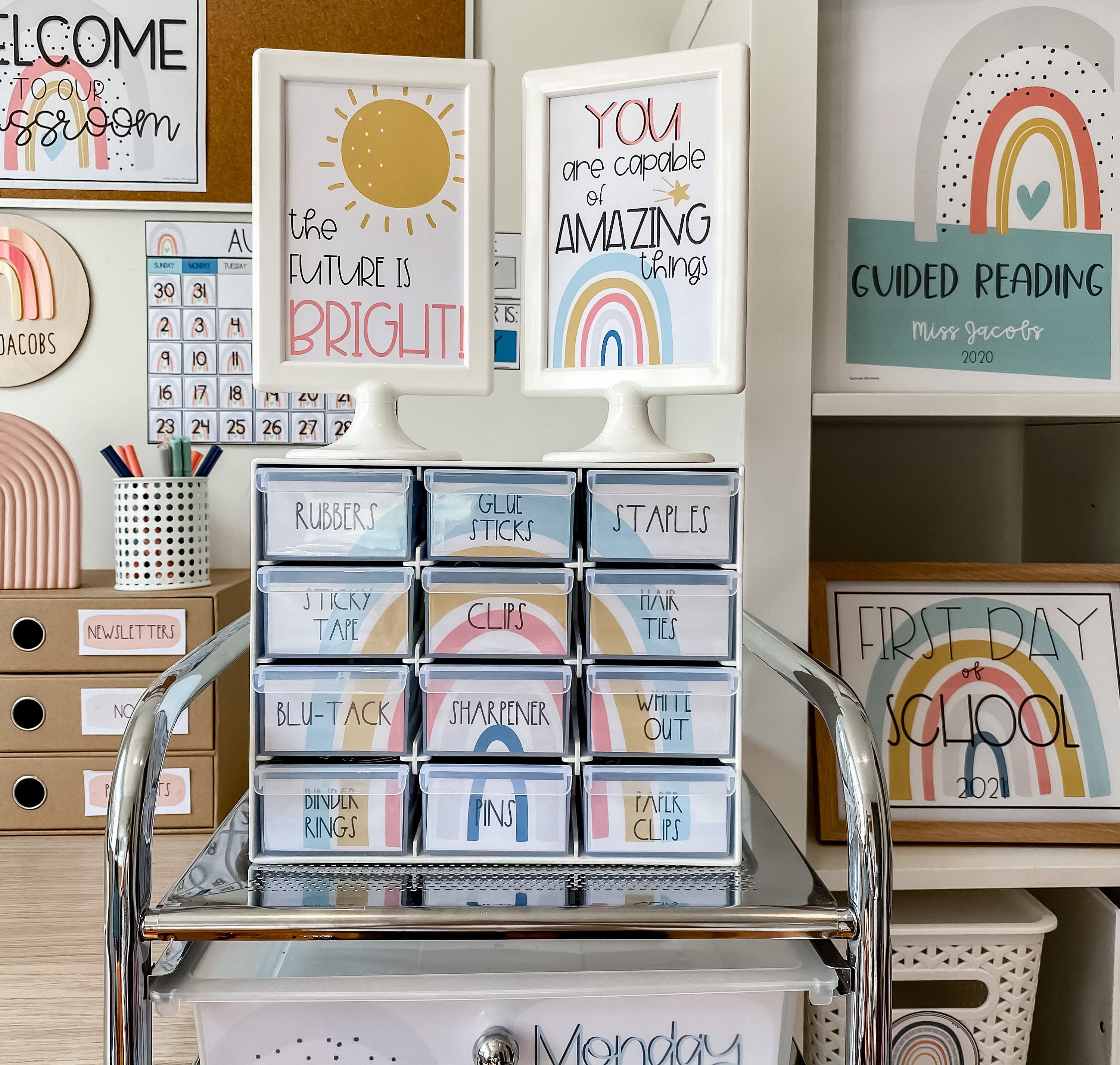 MODERN RAINBOW Classroom Decor Bundle Editable Calm Colors - Etsy Australia