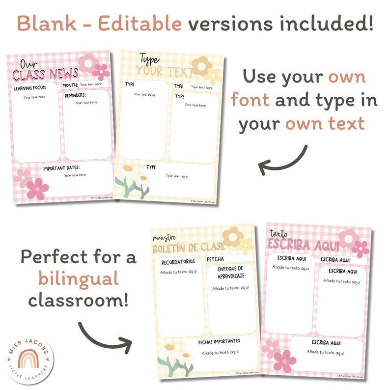 Editable Classroom Newsletter Template | Daisy Gingham Pastels ...