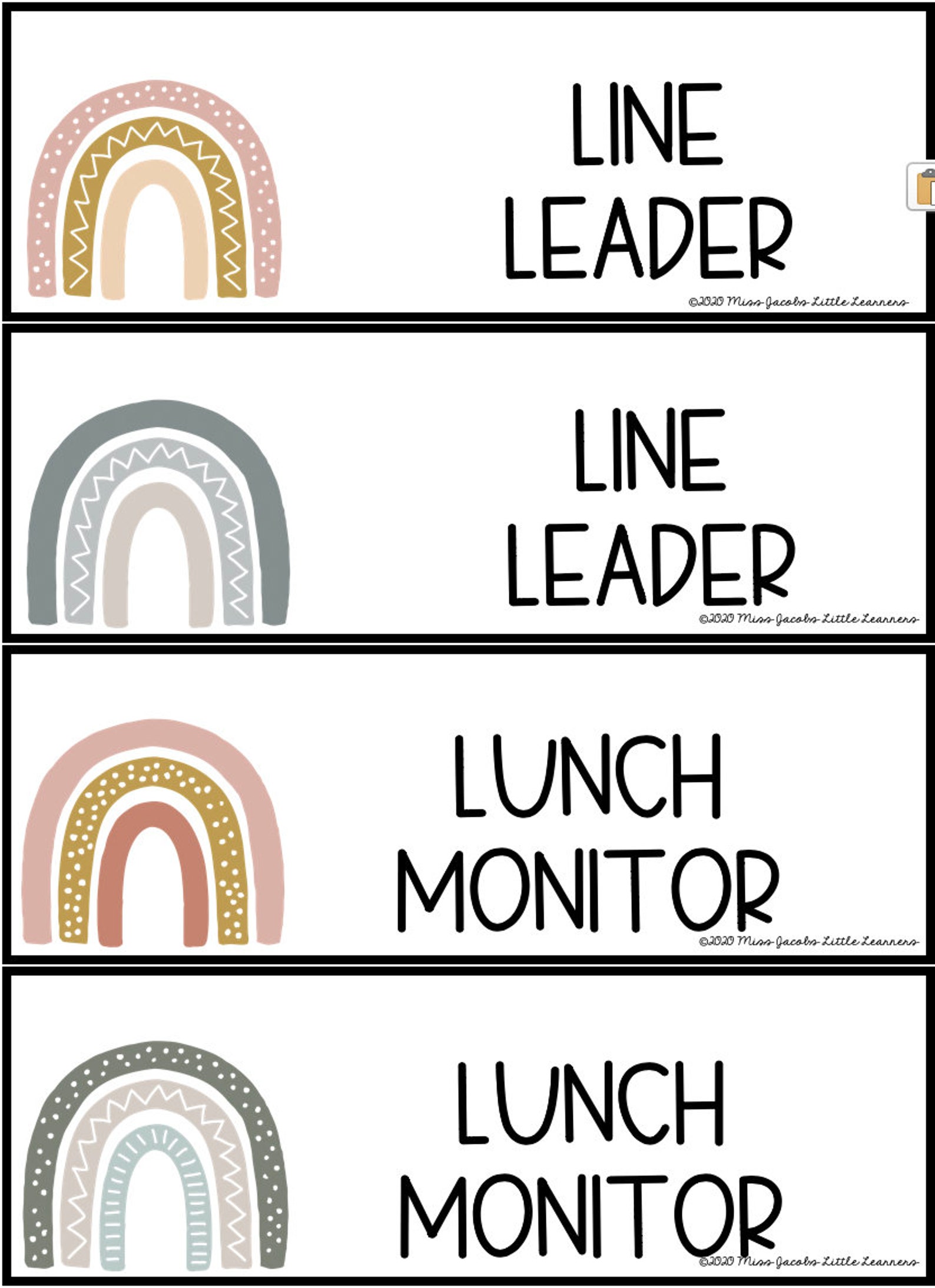 BOHO RAINBOW Classroom Jobs Display | Editable | Neutral Rainbow ...