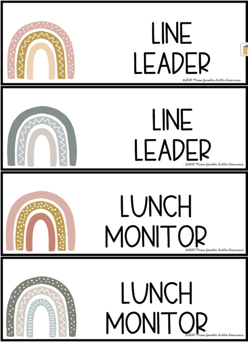 BOHO RAINBOW Classroom Jobs Display Editable Neutral - Etsy