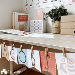 BOHO VIBES Bulletin Board Banners | Neutral Classroom Bunting ...