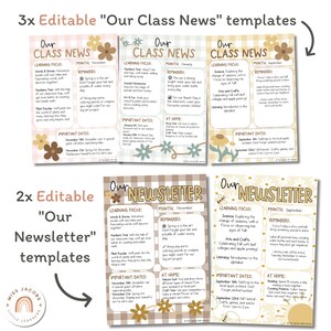 Editable Classroom Newsletter Template | Daisy Gingham Neutrals ...