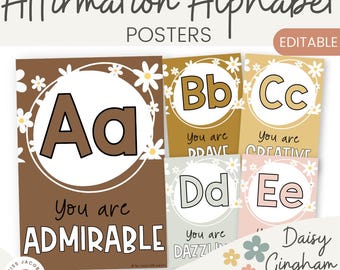 Affirmation Alphabet Posters, Daisy Gingham Prints Classroom Wall Decor ...