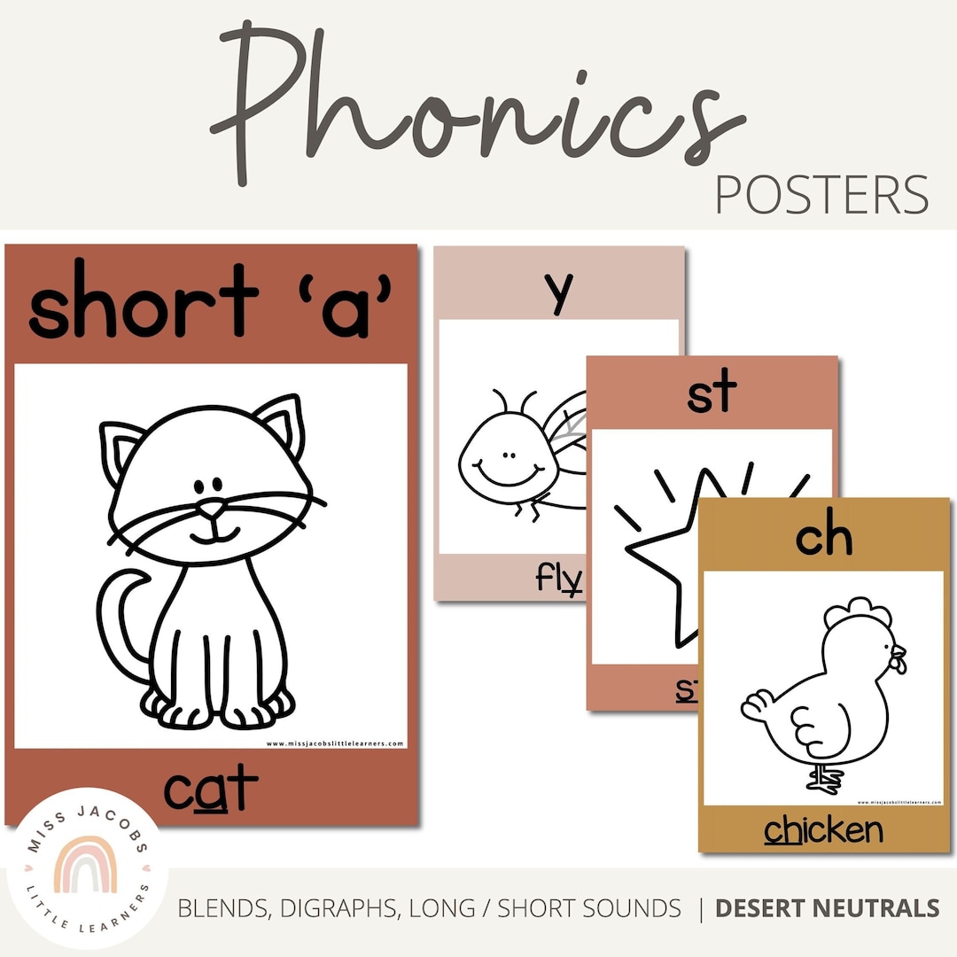 Phonics Posters | BOHO VIBES | Desert Neutral Decor | Editable - Etsy