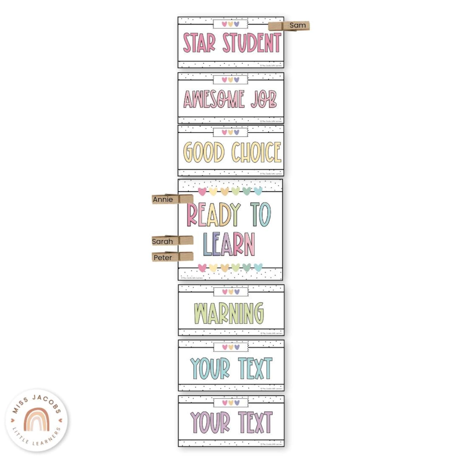 Spotty Pastel Behavior Clip Chart, Editable Behavior Tracker ...