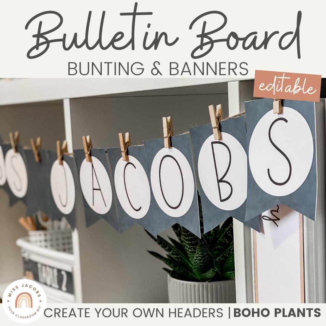 Editable Bunting & Display Banners | Modern Boho Plants Themed Decor - Etsy