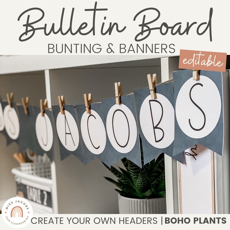 Editable Bunting & Display Banners Modern Boho Plants Themed - Etsy