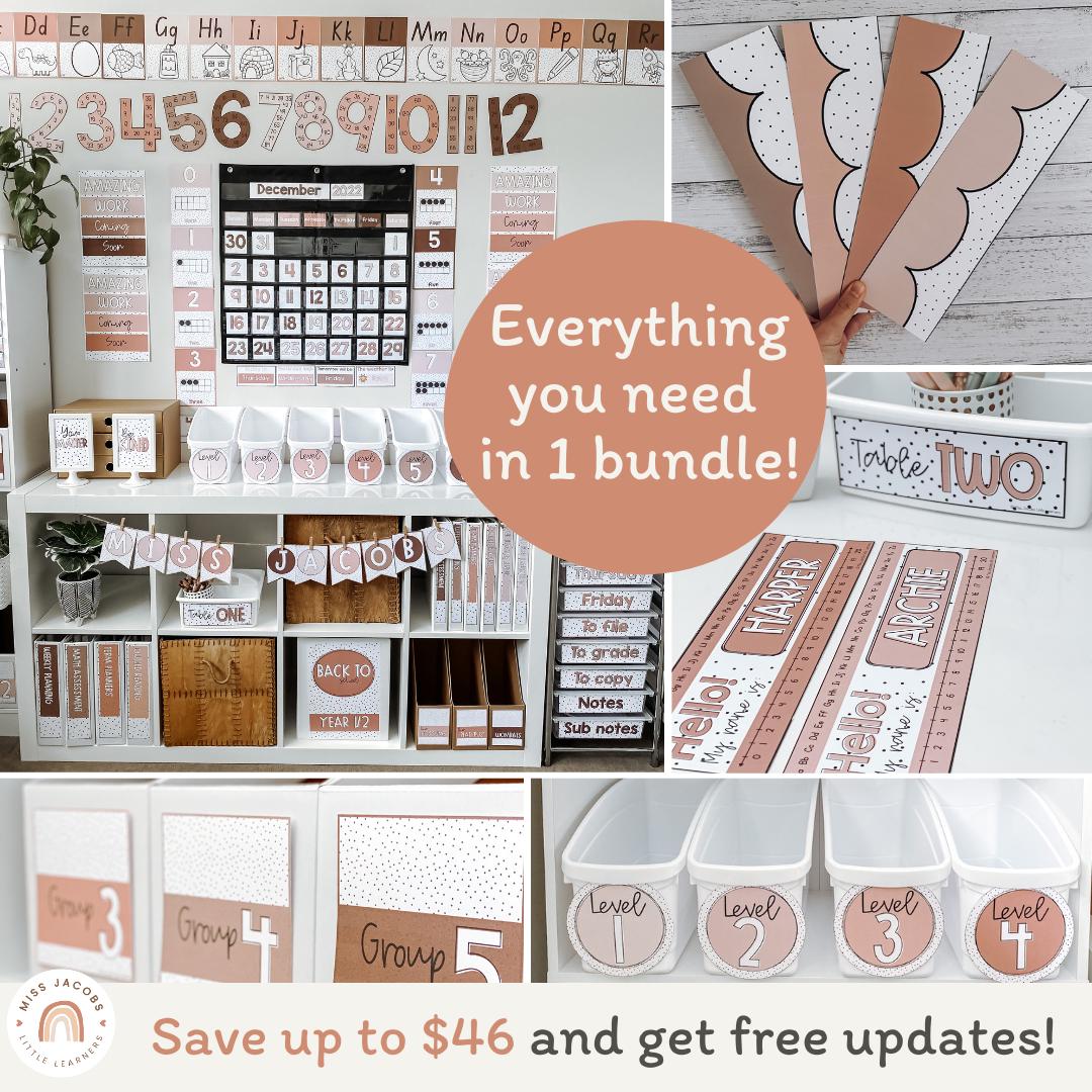 SPOTTY NEUTRALS Classroom Decor Bundle | B+W Neutrals | Ombré and ...