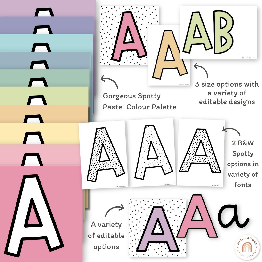 Groovy Bulletin Board Lettering Pack | Editable SPOTTY PASTEL Display ...