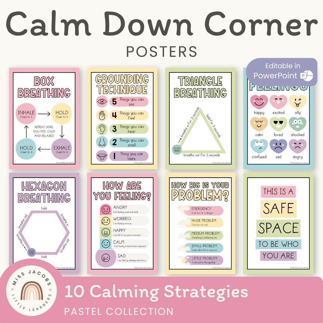 Pastel Calm Down Corner Kit, Printable Emotional Support Activities ...