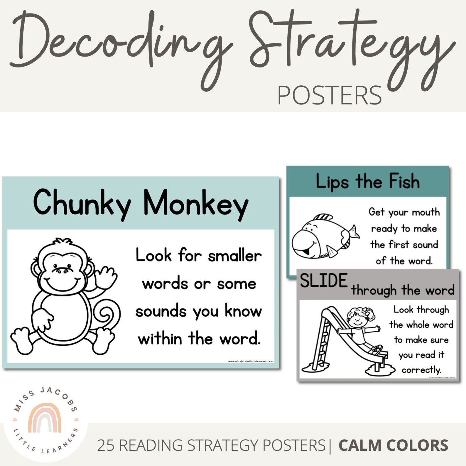 CALM COLORS Decoding Strategy Posters Modern Rainbow - Etsy