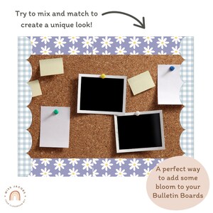 Bulletin Board Borders Daisy Gingham Pastels Classroom Decor Printable ...