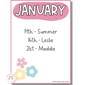 Birthday Display | Daisy Gingham Pastels Classroom Decor | Editable - Etsy