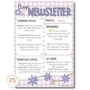 Editable Classroom Newsletter Template | Daisy Gingham Pastels ...