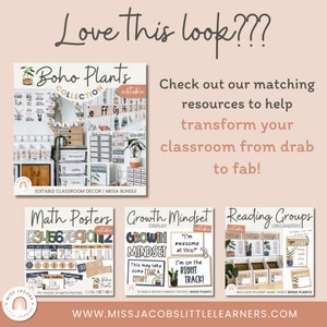 English Posters Bundle BOHO PLANTS Rustic Classroom Decor - Etsy