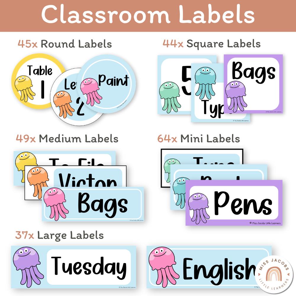Ocean Jellyfish Classroom Decor Bundle, Calm Theme Pastel Teacher ...