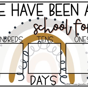 BOHO RAINBOW 100 Days of School Tally | Neutral Rainbow Classroom Decor ...