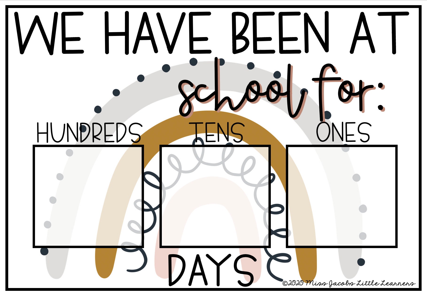 BOHO RAINBOW 100 Days of School Tally Neutral Rainbow - Etsy