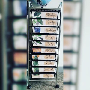 10 Drawer Cart Labels | Rustic Boho Plants Teacher Trolley Labels ...