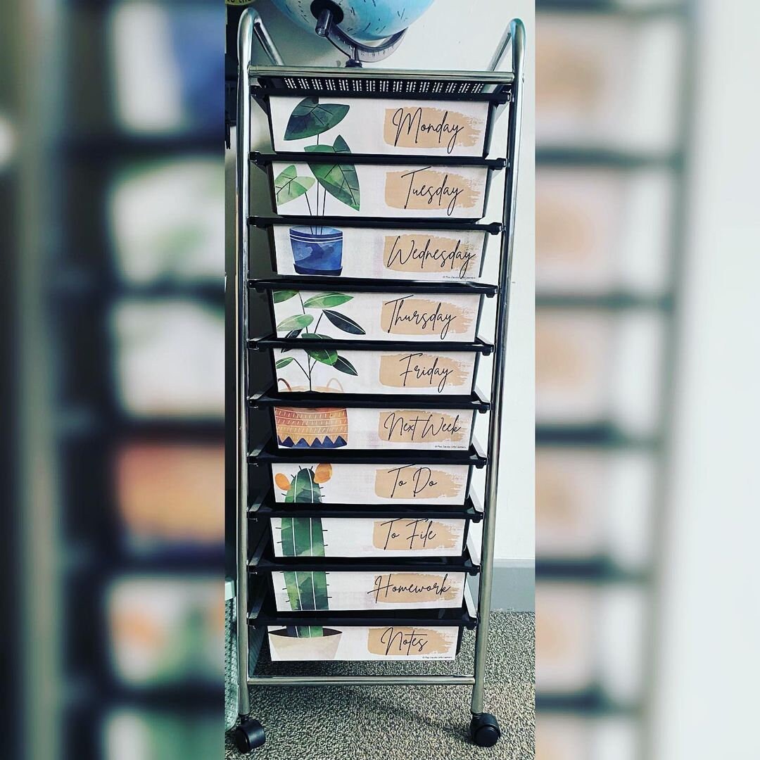 10 Drawer Cart Labels Rustic Boho Plants Teacher Trolley - Etsy