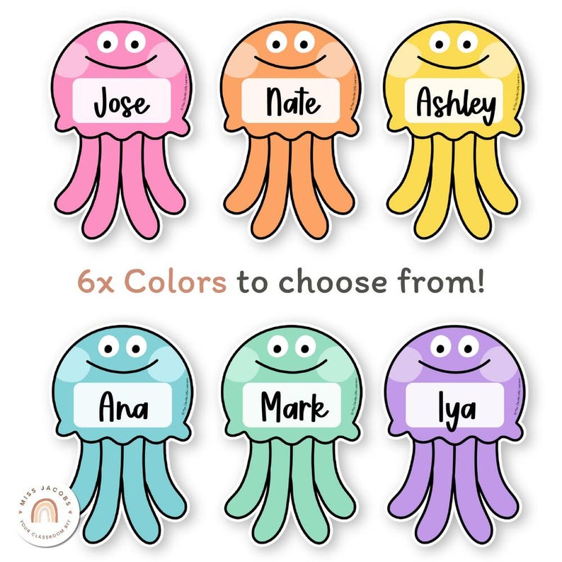 Jellyfish Door Signs & Name Labels, Editable Ocean Theme Classroom ...