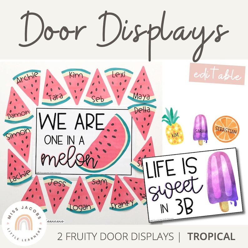 TROPICAL Door Display Editable Tropical Classroom Decor - Etsy