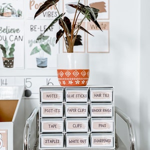 Modern Boho Plants Teacher Toolbox Labels | Editable Rustic Neutral ...