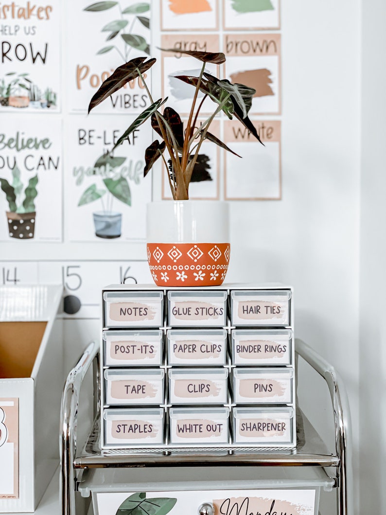 Modern Boho Plants Teacher Toolbox Labels Editable Rustic - Etsy