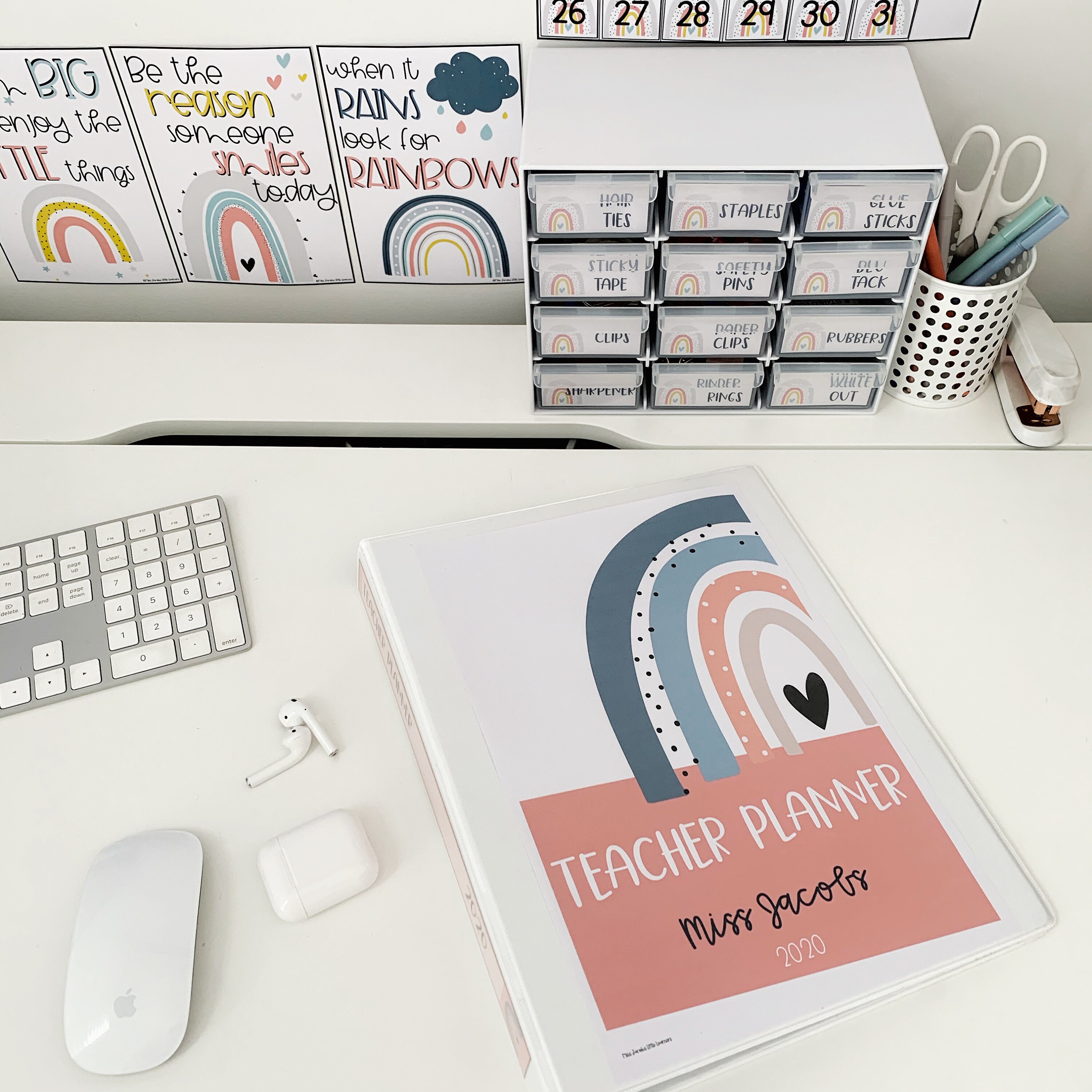 MODERN RAINBOW Classroom Decor Bundle Editable Calm Colors | Etsy