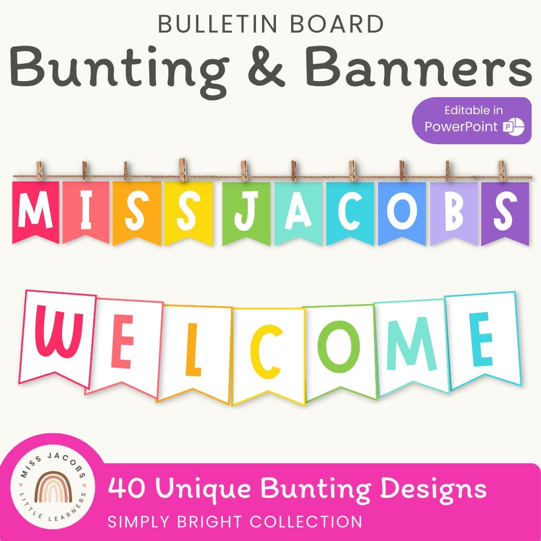Bunting and Display Banners | BRIGHTS Classroom Decor - Etsy