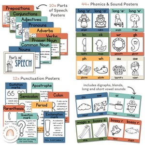 12 Packs English Posters Bundle, Grammar Posters Literacy Wall Bulletin ...