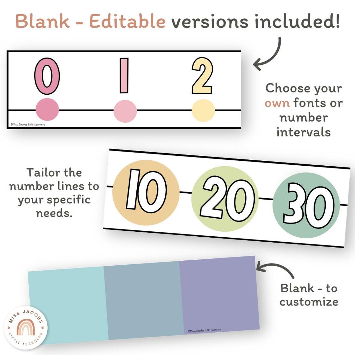 Classroom Number Line Display With Negatives | PASTELS - Etsy