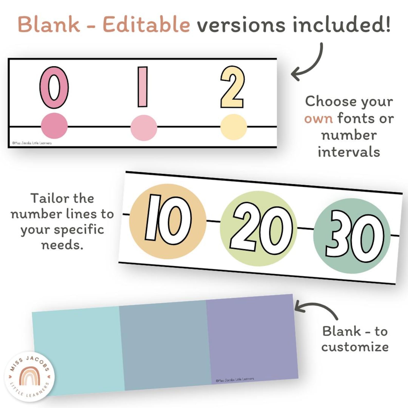 Classroom Number Line Display With Negatives | PASTELS - Etsy