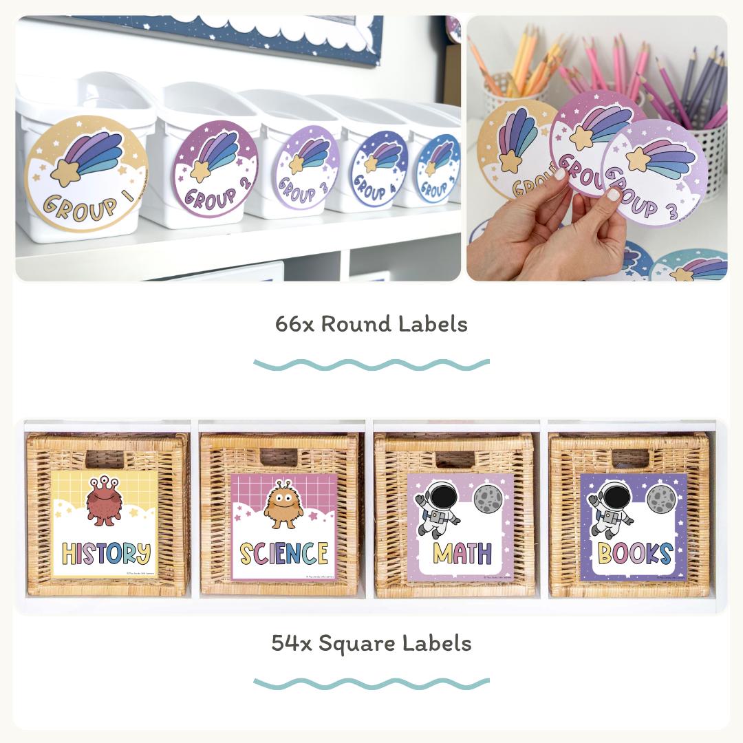 Dreamy Space Classroom Labels: Pastel Student Names and Supplies ...