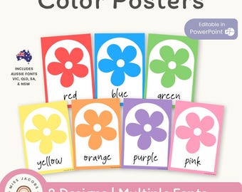 Color Posters | Daisy Gingham Pastels Classroom Decor | Editable - Etsy