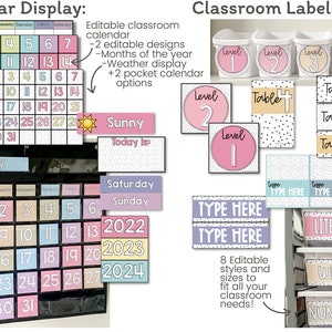 SPOTTY PASTELS Classroom Decor Bundle Muted Rainbow Decor Editable - Etsy