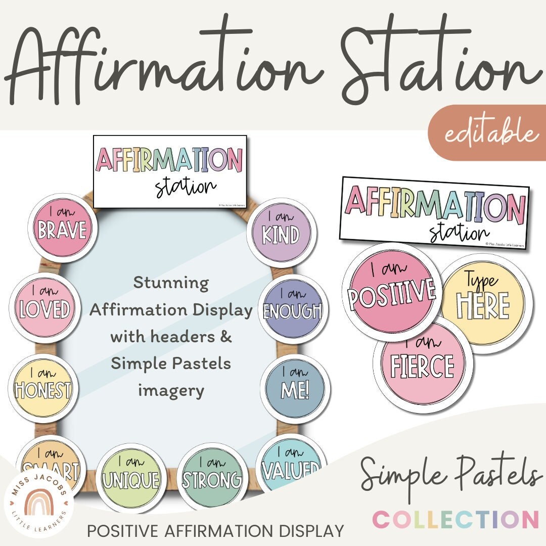 Affirmation Station | PASTELS | EDITABLE - Etsy