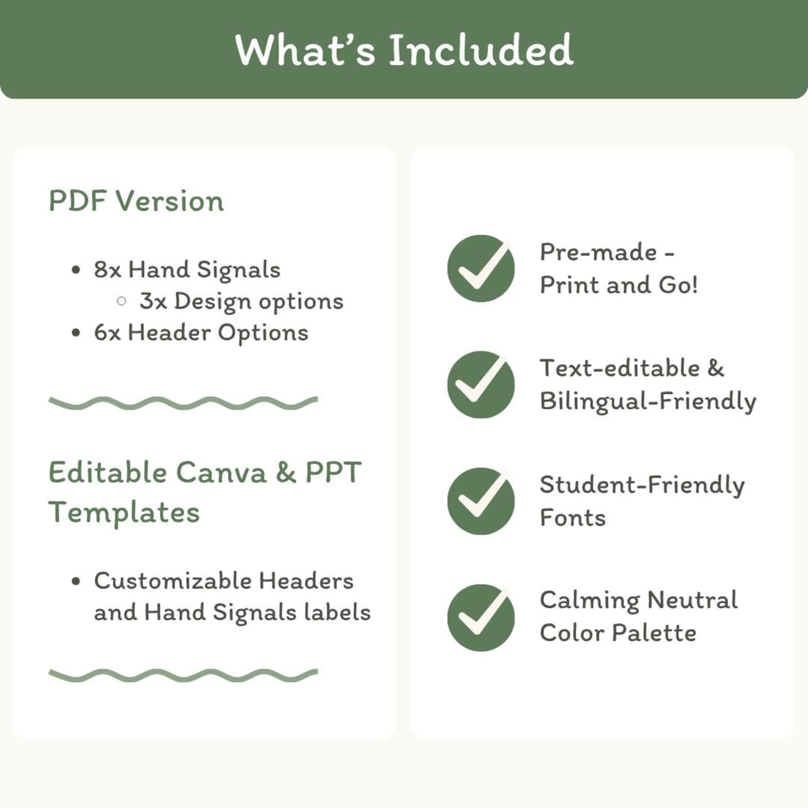 Botanical Hand Signals Posters for Classroom, Editable Visual Cues for ...