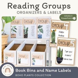 Reading Group Organizers & Labels | Modern Boho Plants Rustic Decor ...