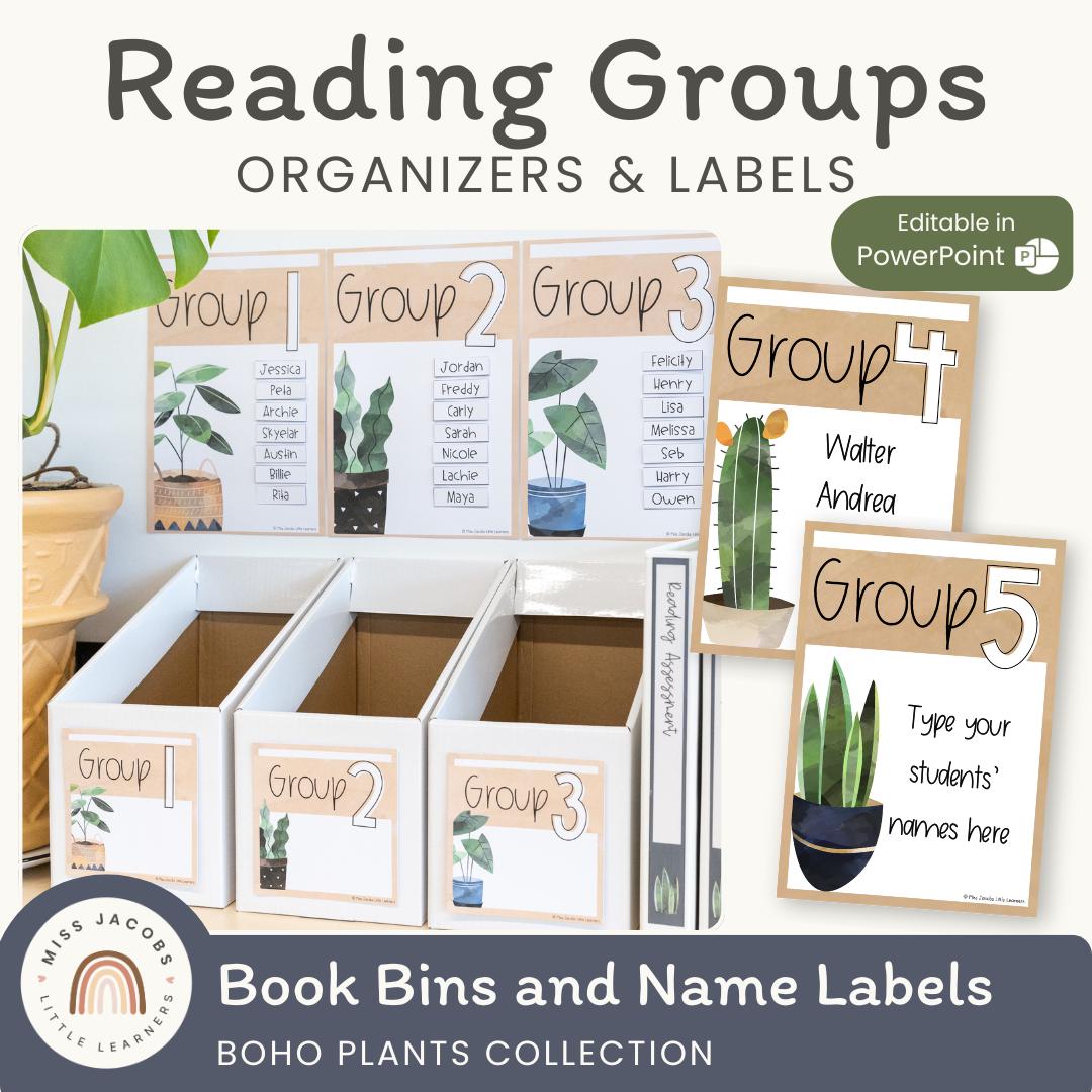 Reading Group Organizers & Labels | Modern Boho Plants Rustic Decor ...