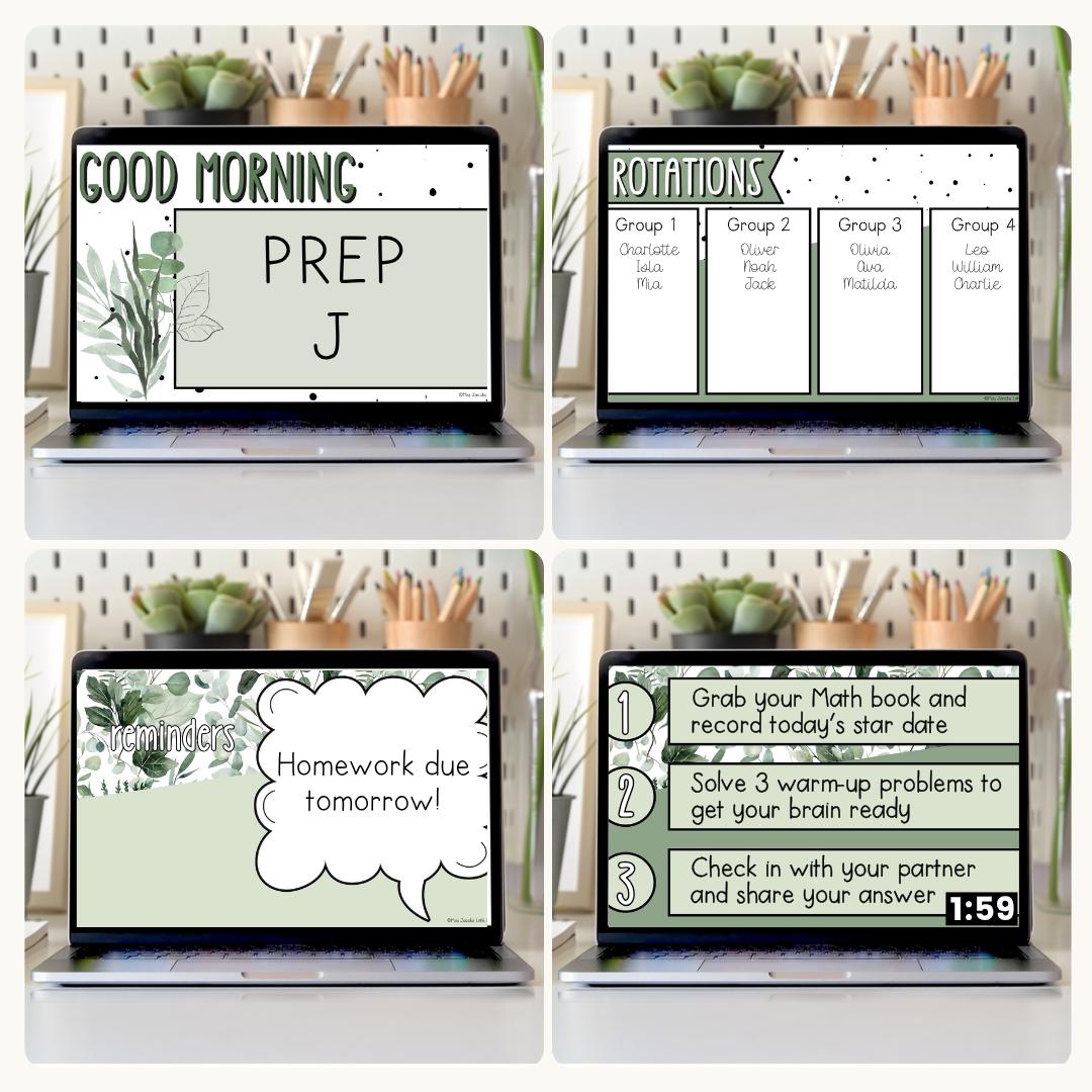 Botanical Google Slides & Powerpoint Templates, Daily Morning Agenda ...