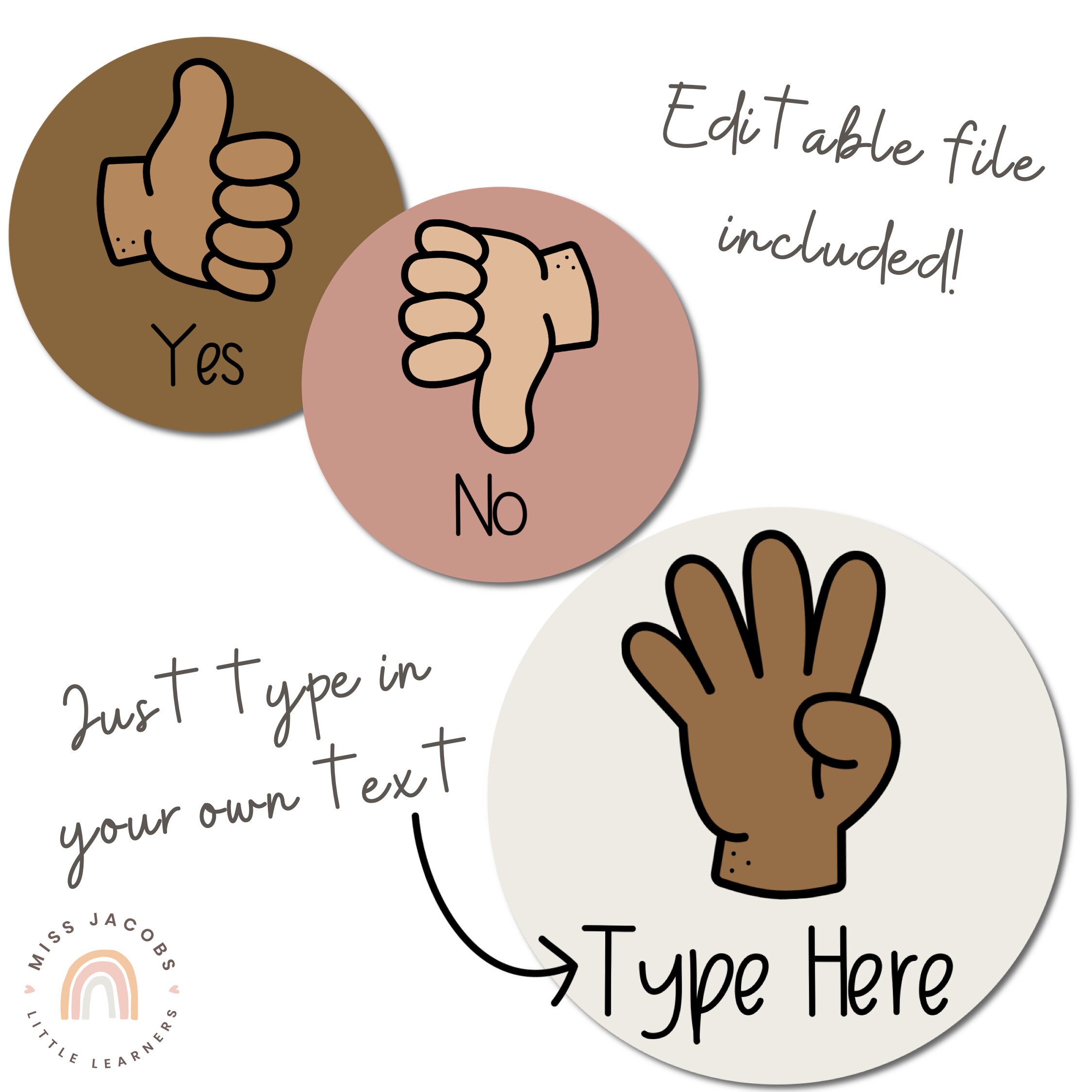 BOHO VIBES Hand Signals Posters Editable Desert Neutrals - Etsy