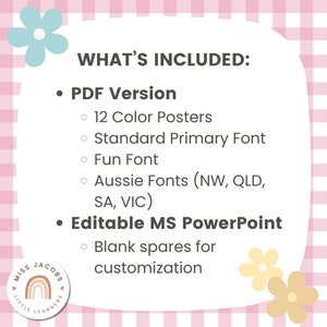 Color Posters | Daisy Gingham Pastels Classroom Decor | Editable - Etsy