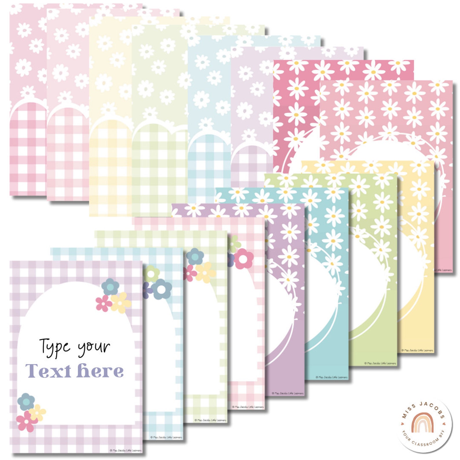 Binder Covers and Spines | Daisy Gingham Pastels Classroom Decor ...