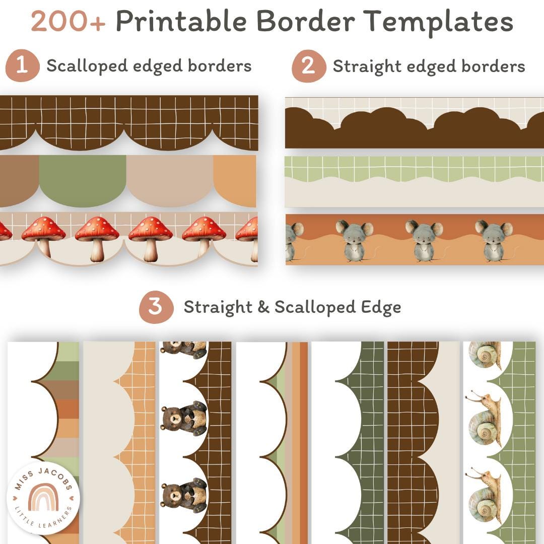 Woodland Bulletin Board Borders, Printable Nature Theme Classroom ...