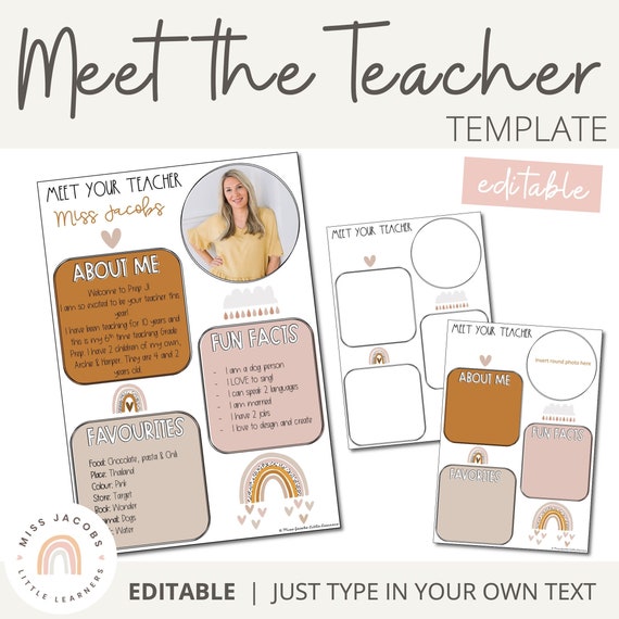 BOHO RAINBOW Meet the Teacher Editable Neutral Classroom | Etsy