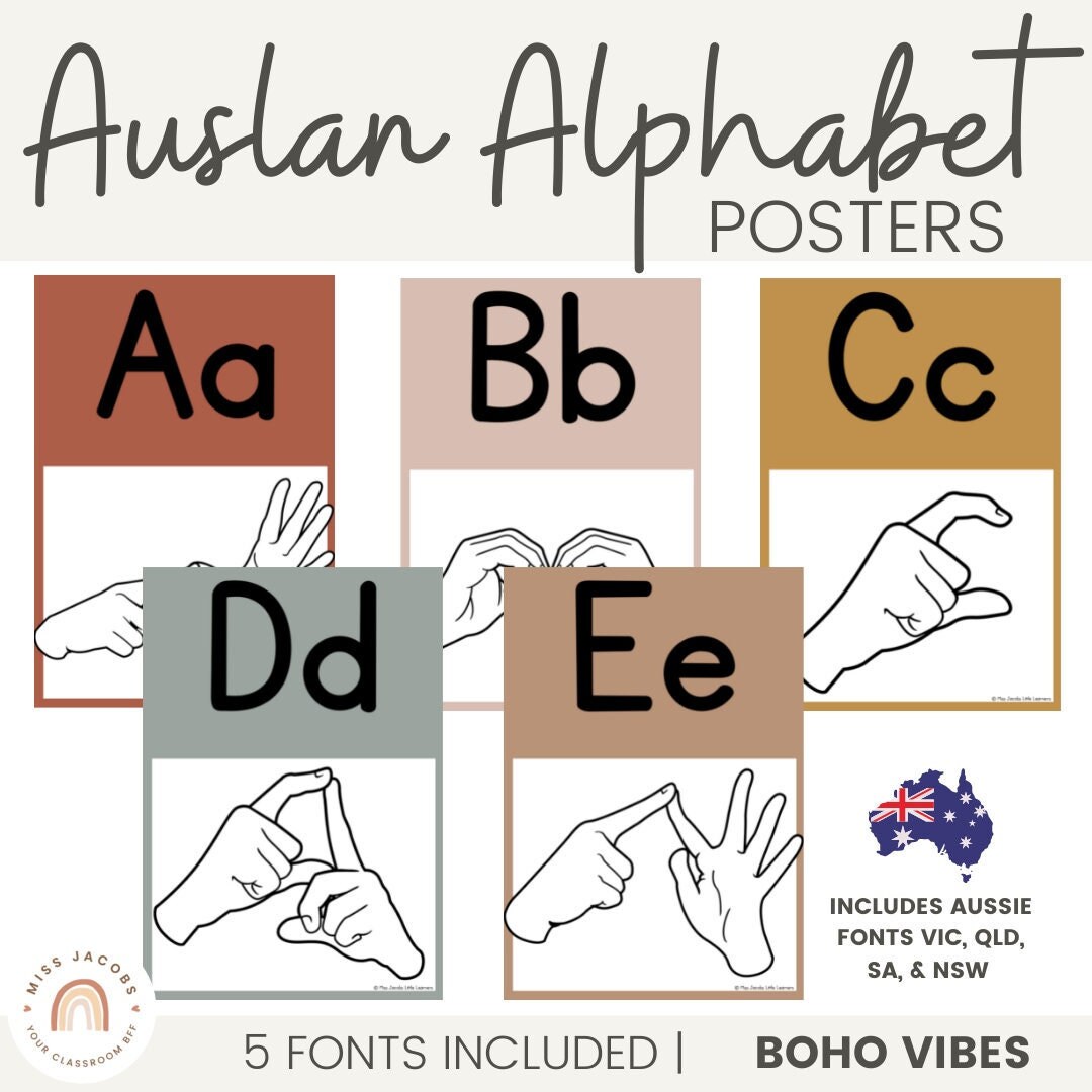 Auslan Alphabet Posters | DESERT NEUTRALS | Boho Vibes - Etsy