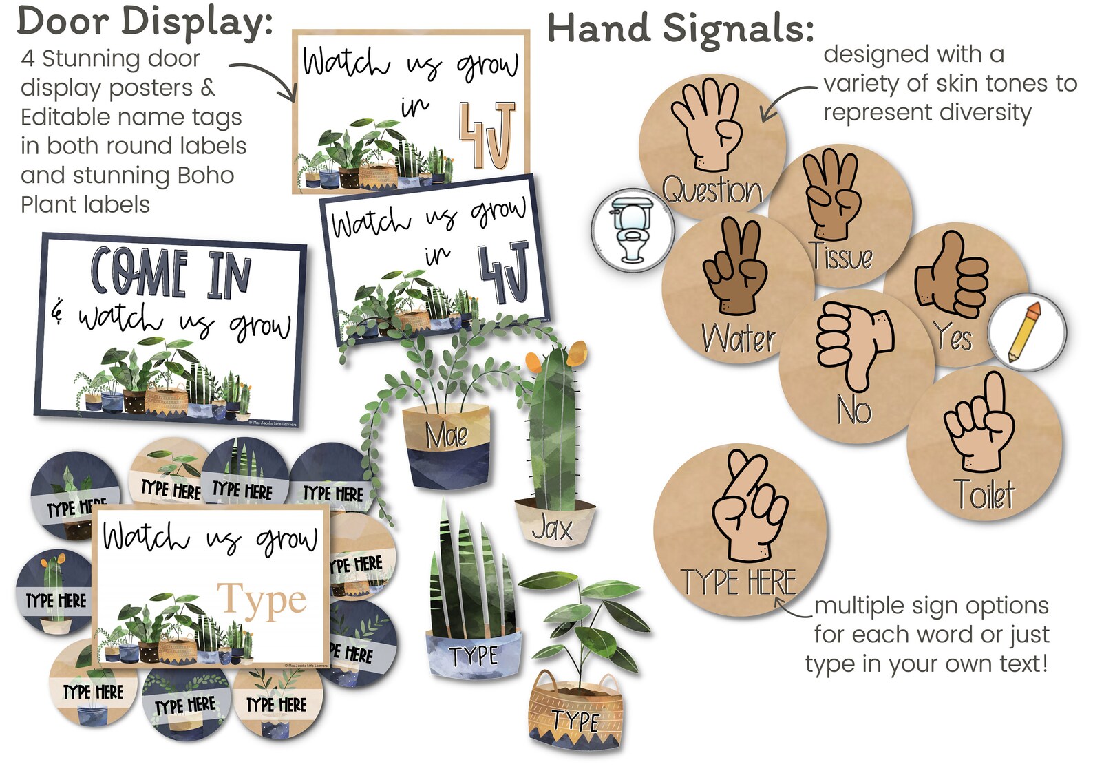 Boho Plants Classroom Decor Bundle Rustic Modern Boho Decor - Etsy