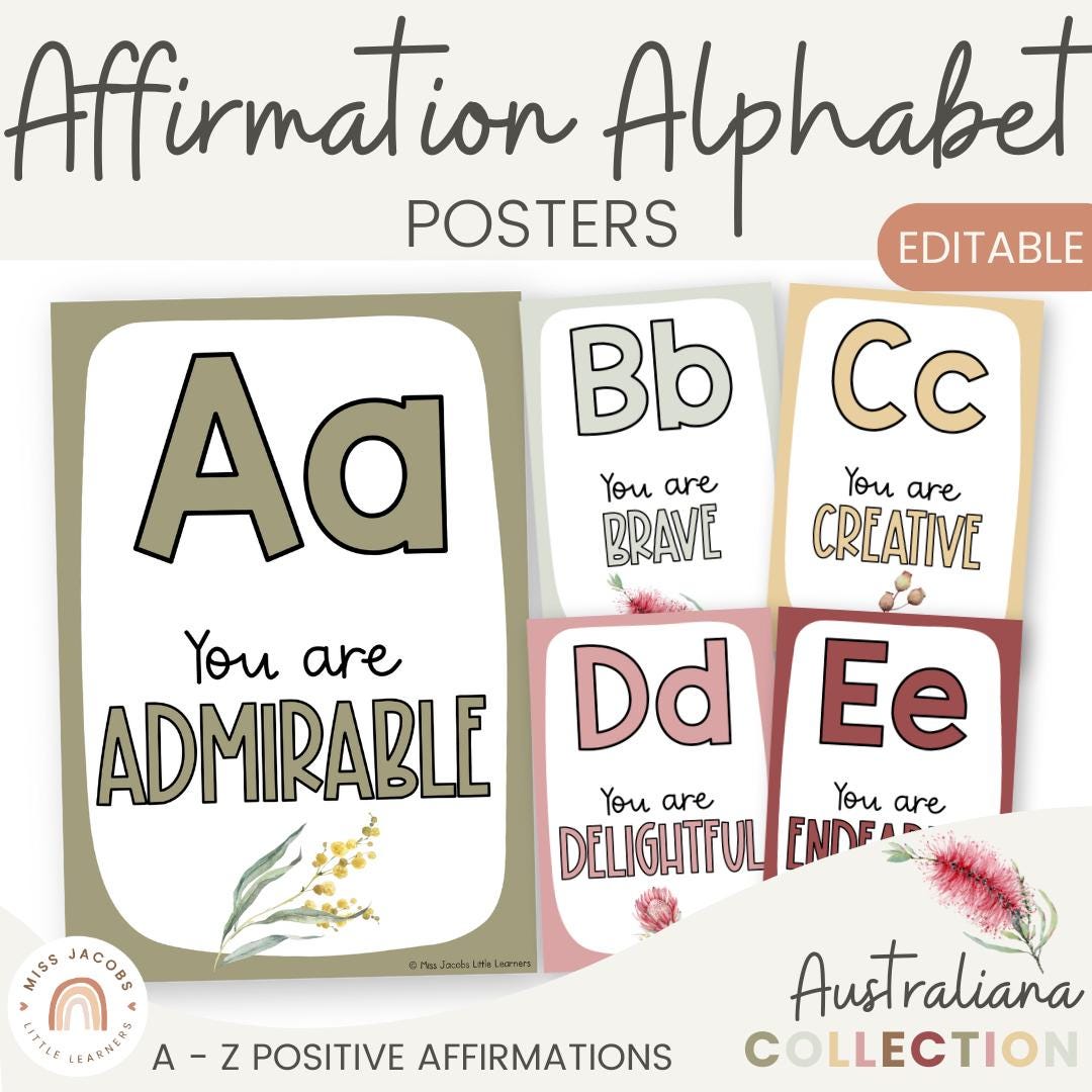Affirmation Alphabet Posters Australiana Theme, Printable Australian ...