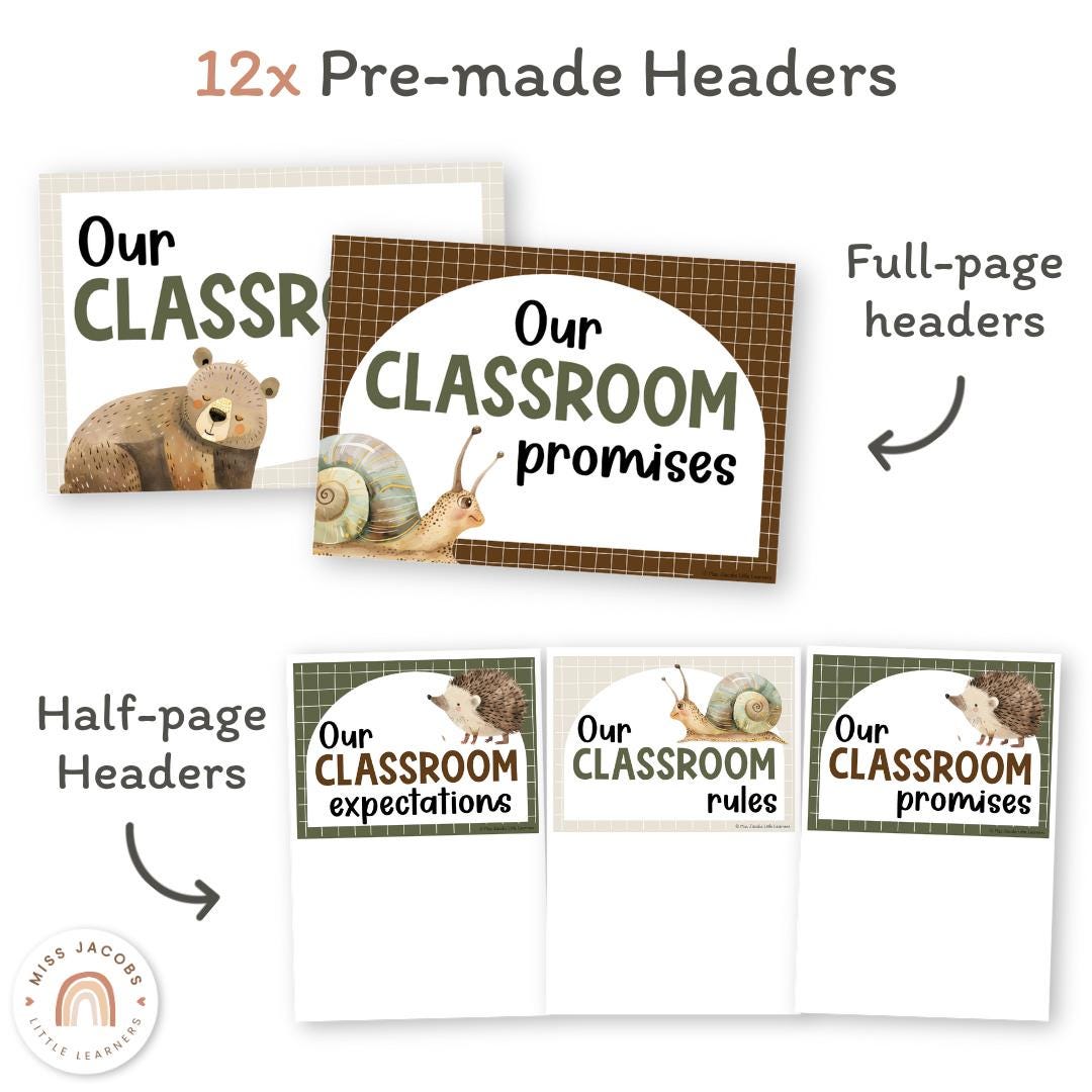Woodland Classroom Rules Posters, Editable Student Expectations Signs ...